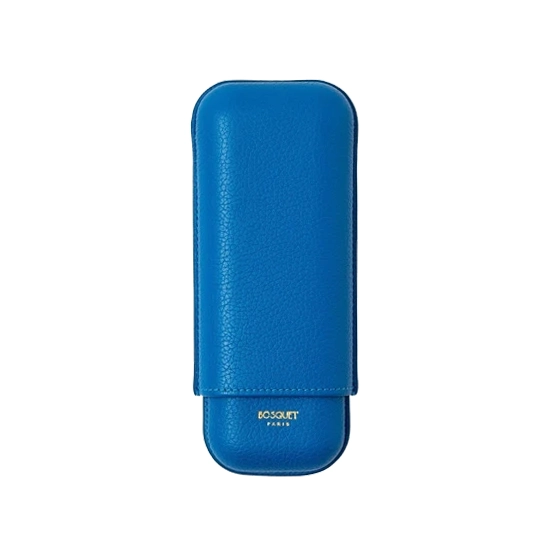 Bosquet Paris Capri Blue Grained Calf Leather Cigar Case - 2 Cigars ...