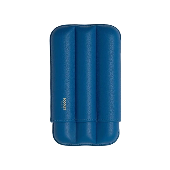Bosquet Paris Fluted Capri Blue Grained Calf Leather Cigar Case - 3 ...