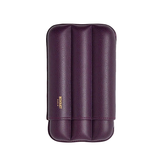 Bosquet Paris Fluted Purple Grained Calf Leather Cigar Case - 3 Cigars ...