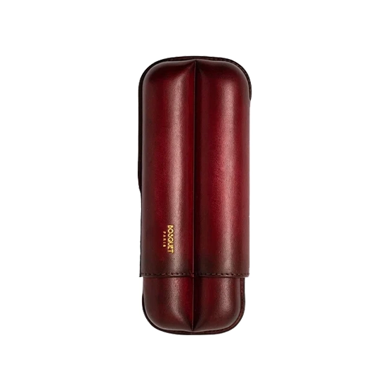 Bosquet Paris Patina Red Wine Smooth Calf Leather Cigar Case - 2 Cigars ...
